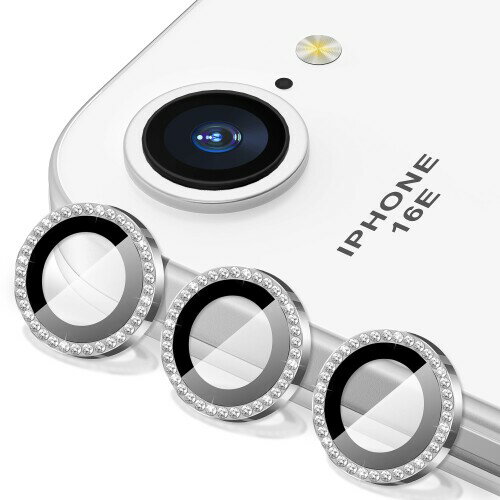 Suoman for iPhone 16Eカメラレンズ保護カバー アイフォン16Eカメラレンズ保護フィルム キラキラのスパンコールの9H強化カメラレンズフィルムfor iPhone 16E-銀色 対応機種:For iPhone 16Eカメラ...