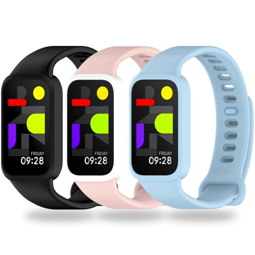 (BABEJIA) 3本セット Xiaomi Smart Band 9 Active/Redmi Band 3 対応 交換バンド 肌に優しい素材 ワンタッチ着脱 サイズ調整可能 金属コネクタ付き 通気性 防汗 防水 公式デザイン:純正バンド...