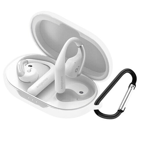 TOORQR For Anker Soundcore AeroFit ケース カバー Soundcore AeroFitシリコン素材 ケース 保護カバー 防水 防塵 落下防止 キズ防止 全面保護 軽量 カラビナ付き(ホワイト) 【対応機種】...