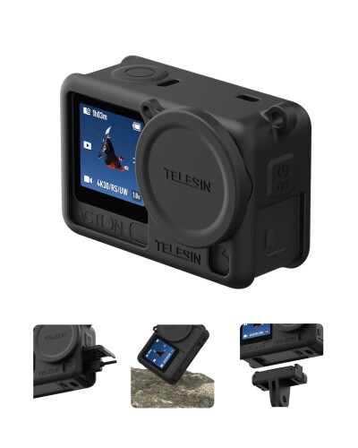 TELESIN DJI Osmo Action 6用 保護ケース シリコン保護カバー レンズキャップ レンズカバー スクラッチ防止 耐摩耗 柔軟で変形しない 落下防止 ストラップ付き 携帯に便利 取り付け簡単 DJI Osmo Action...