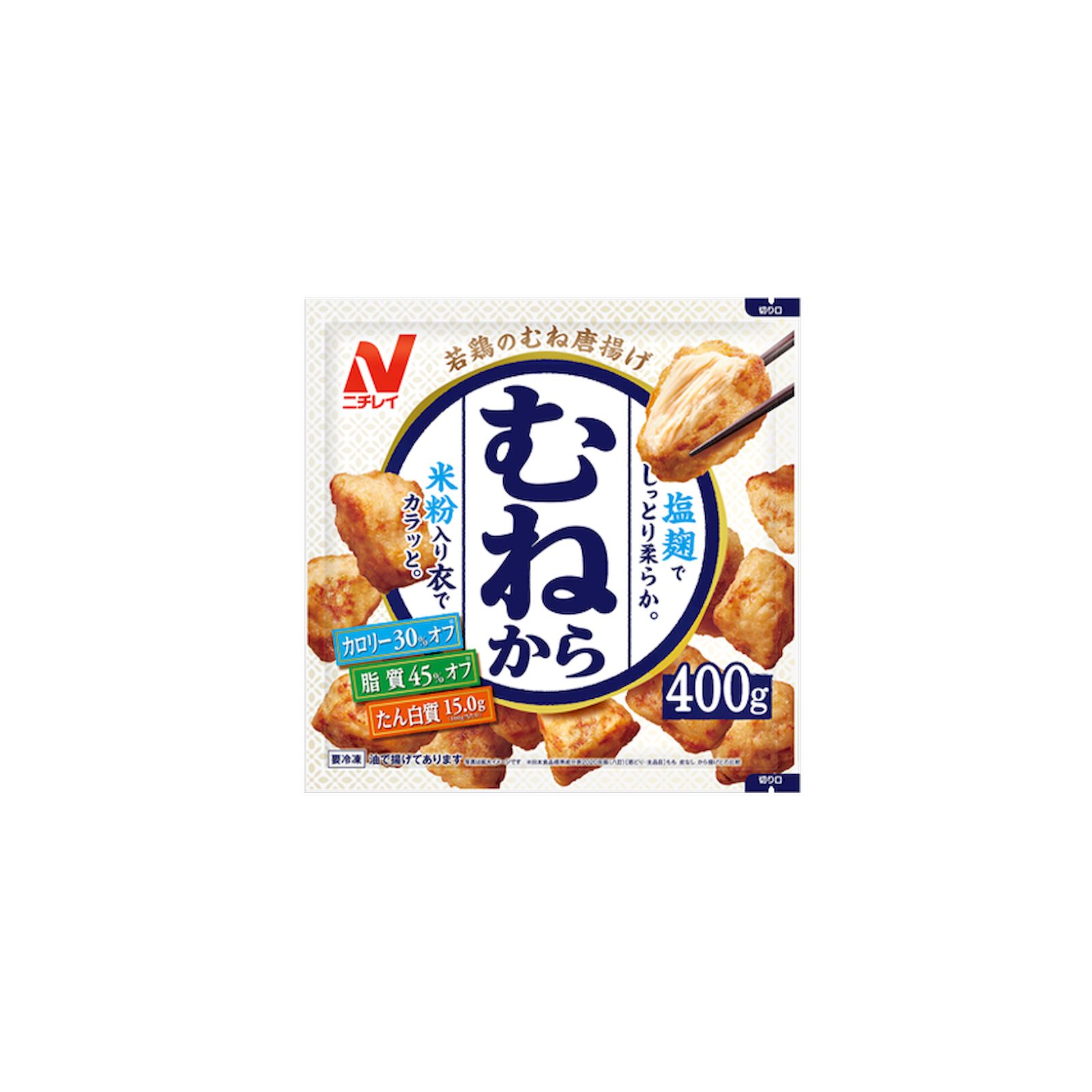ニチレイフーズ ニチレイ むねから 400g 内容量 400g 原材料 鶏肉（むね）、しょうゆ、みりん、でん粉、にんにくペースト、小麦粉、塩こうじ、ホエイパウダー、粉末鶏卵、粉末状植物性たん白、衣（でん粉、小麦粉、しょうゆ、しょうゆ加工品、...
