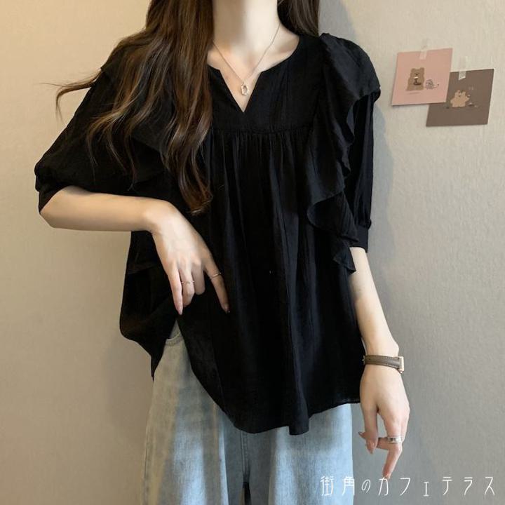 レディース トップス ブラウス キーネック ギャザー フリル 体型カバー こなれ感 シンプル きれいめ ぬけ感 二の腕カバー 半袖 ブラック ベージュ 黒 20代 30代 40代 通勤 通学 オフィス お出掛け 女子会 お呼ばれ 春夏LIN...