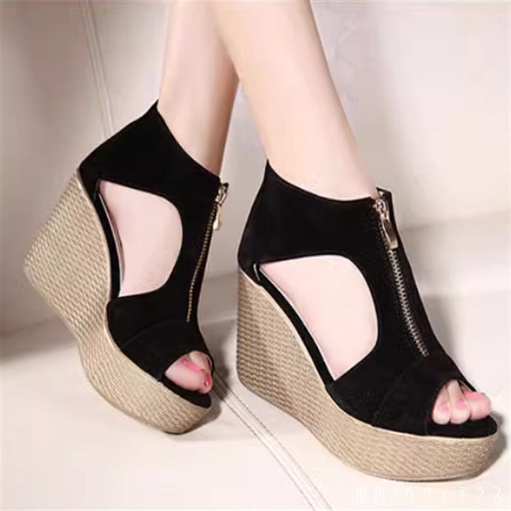 靴 シューズ夏 サンダル 2色 ハイヒール ウェッジソール オープントゥ バイカラー 藁 エレガント 可愛い 大人可愛い きれいめ シンプル カジュアル シック コンサバ 華やか 大人 上品 おしゃれ 主役級 こなれ感 高見え 高級感 無地...