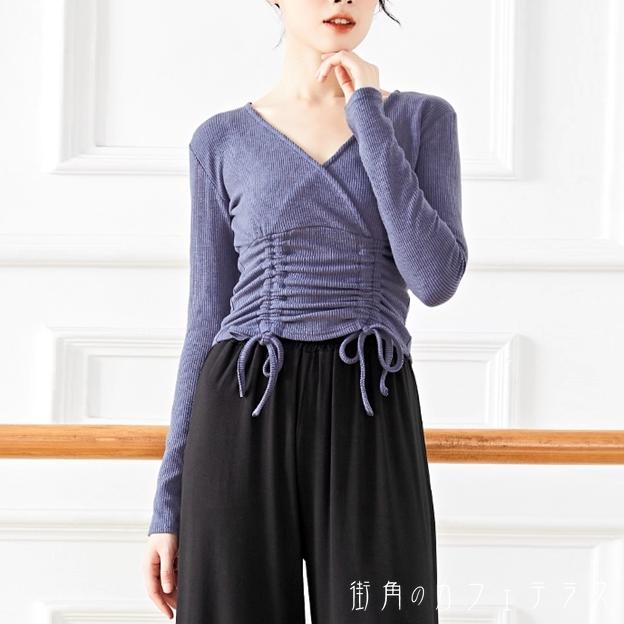 Tシャツ トップス 4色 ロング 長袖 Vネック サイドドロスト くしゅくしゅ 通気性 可愛い 大人可愛い きれいめ シンプル カジュアル コンサバ おしゃれ こなれ感 無地 オールシーズン シーズンレス レディース 女性用 ママ 30代 ...