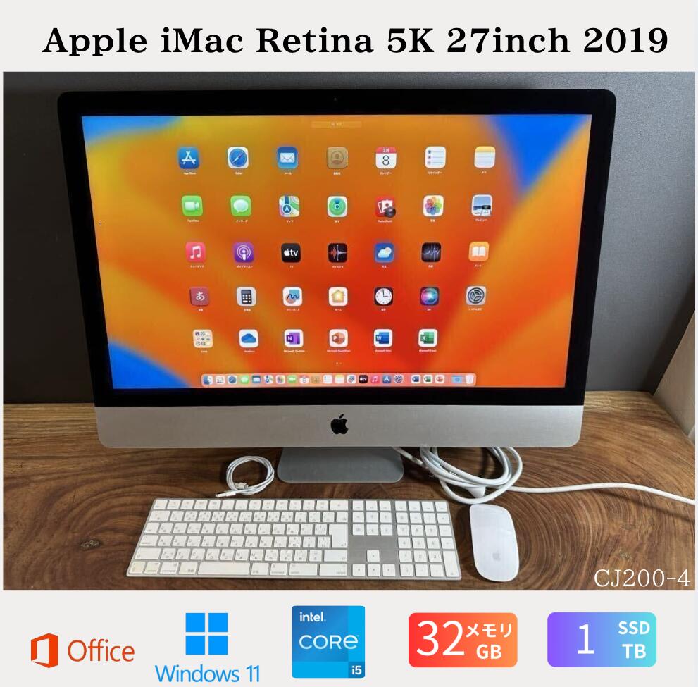 製　品　仕　様 商品名 Apple iMac Retina 5K 27inch 2019/CPUi5 3.0GHZ/32GB/SSD1TB/GPU4GB office2024/Windows11 27インチ 5Kモニター システム Mac ...