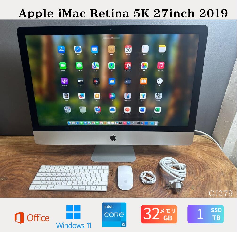製　品　仕　様 商品名 「上位美品」Apple iMac Retina5K 27inch 2019/CPUi5 3.7GHZ/32GB/SSD1TB/GPU8GB /Office2021/Windows11 27インチ 5Kモニター システ...