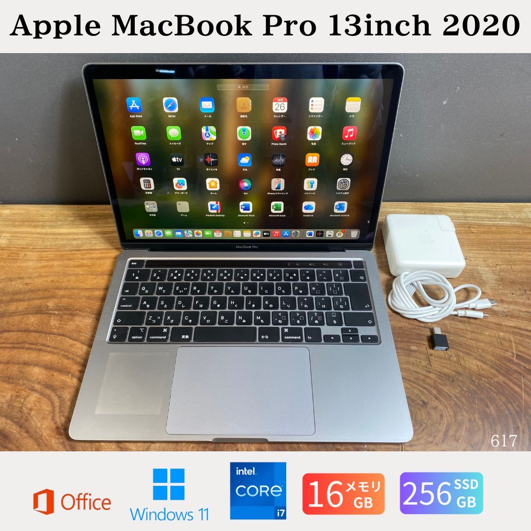 製　品　仕　様 商品名 ［良品］Apple MacBook Pro 13inch 2020/Core i7 1.7GHz/メモリ16GB/SSD256GB/Windows11/Office 2024/ A2289 システム Mac OS S...