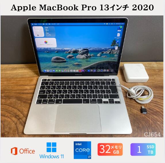 製　品　仕　様 商品名 ［新品バッテリー］Apple MacBook Pro 13インチ 2020/Core i7 / メモリ32GB / SSD 1TB / Windows 11/ Office 2024 / A2251 システム Mac...