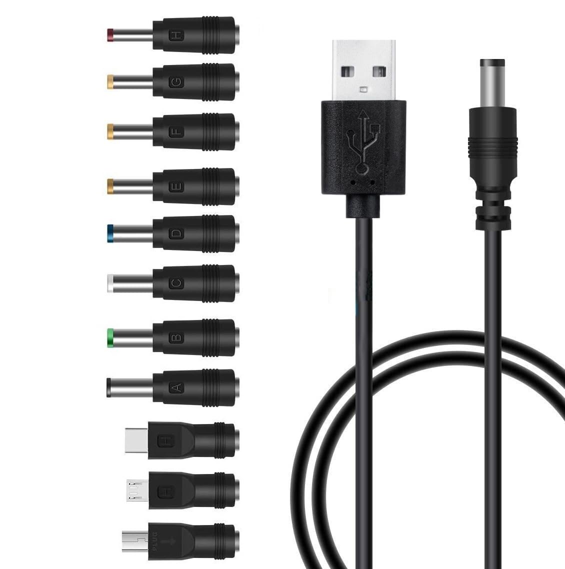 多様な機器に対応できる便利なUSB to DCケーブルセットです。11種類の変換コネクタが付属しており、様々な電子機器の電源供給に活用できます。 ケーブル長は1mで、5Vの電源供給に対応しています。変換ヘッドは簡単に付け替えができ、1つのケ...