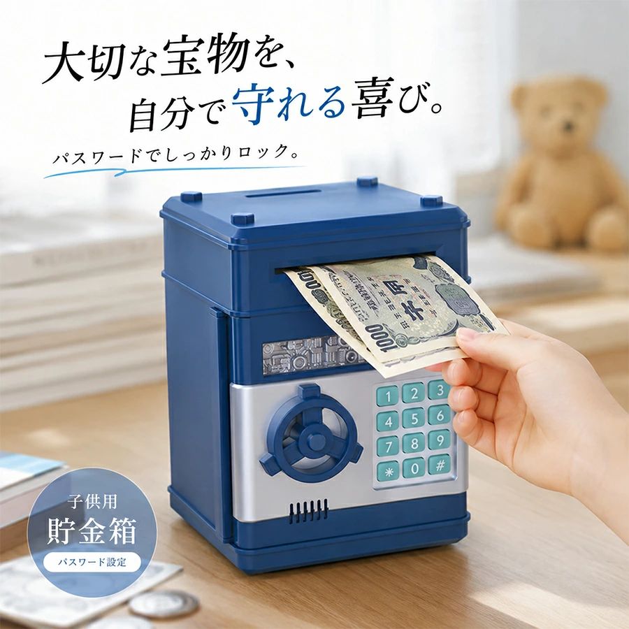 お金を貯める、目標を立てる、管理するというお金を大切にする良い習慣を幼少期から自然に身につけられます。パパやママと一緒に遊びながら学べるので、親子の触れ合い時間を増やし、コミュニケーションを深めます。お子様が安心して長く遊べる、高品質で頑丈...