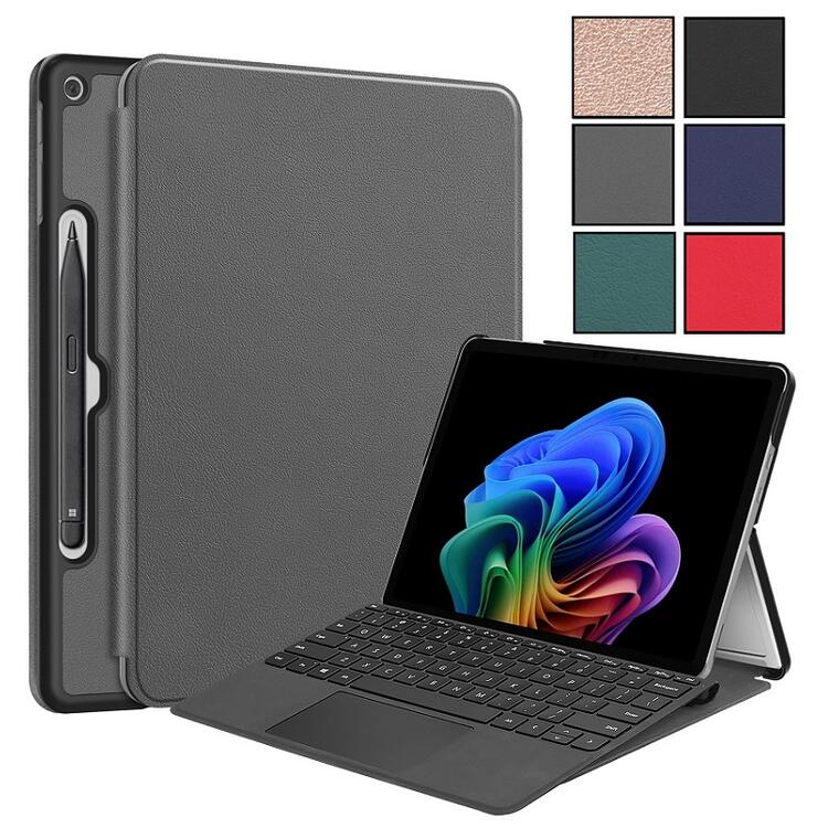 製品仕様 商品名 Surface Pro 12インチ 2025年モデル用 PUレザー スマート ケース スタンド 保護ケース スマートキーボード対応 サーフェイス プロ12 6色選択 カラー ブラック、ネイビー、ダークグリーン、グレー、レッ...
