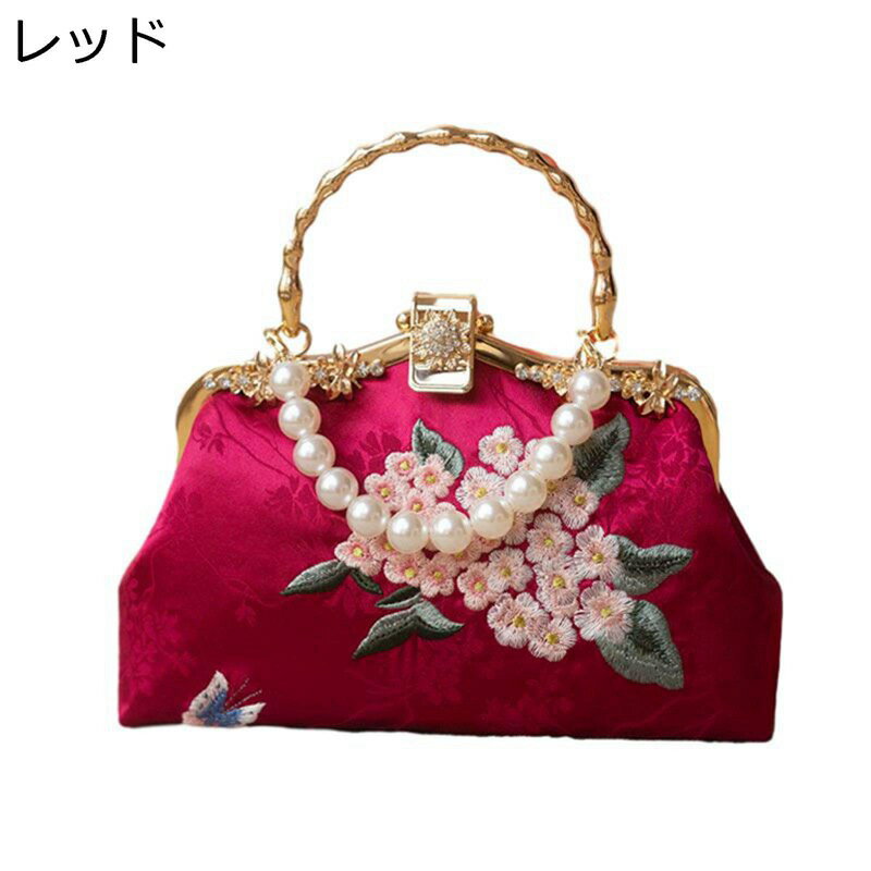 　　　 ◆◇◆人気の秘密◆◇◆ サイズ：8x25x15.5cm　チェイン：120cm 柔らかいシルクサテンを採用しております。表面にはきれい刺繍があり、上品で女らしいです。がま口が大きく開くので、中のアイテムを手間無く取り出せます。 2WA...