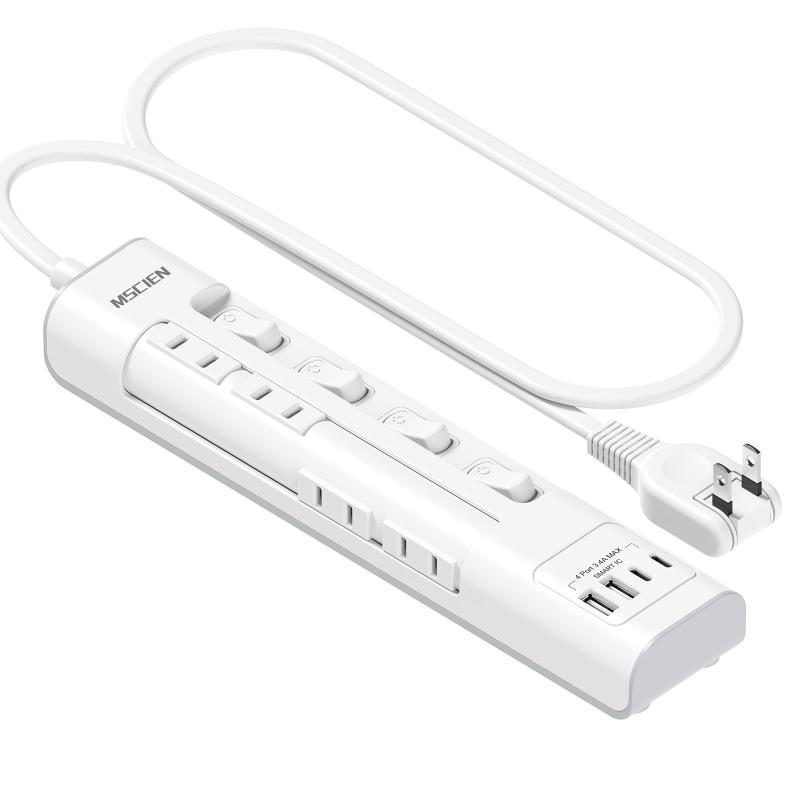 Mscien 電源タップ 回転 延長コード コンセント 向き変換 ローリングタップ 向きを変える たこあしコンセント 回転式 usb テーブルタップ 4個AC口2個USB-A 2個USB-C 個別スイッチ スイングプラグ 【回転式・AC口2...
