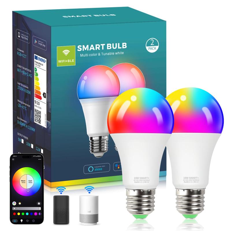 WEAOSJZ LED スマート電球 E26 WIFI電球 60W形 800lm 調光調色 電球色 昼白色 昼光色 広配光 1600万色のDIYカラー 54のダイナミックシーン 明るい間接照明 Alexa、Google音声コントロールをサポ...