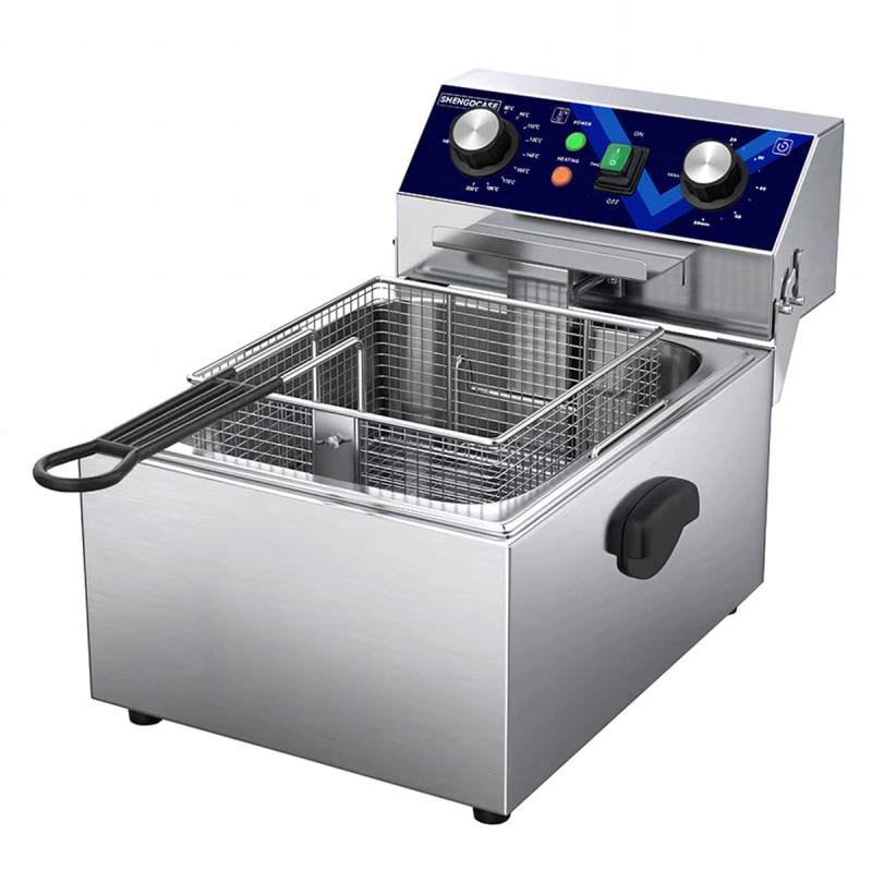 電気フライヤー 卓上フライヤー 揚げ物器 ミニフライヤー 揚げ物 温度調節80℃-200℃ 家庭用フライヤー 業務用フライヤー