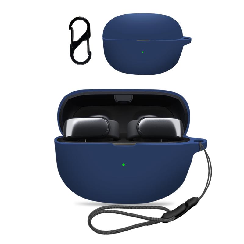 Bose Ultra Open Earbuds 用 ケース カバー 【NOUKAJU】 ワイヤレス イヤーホン シリコン 保護ケース （カラビナ付き+ストラップ付き ） 落下防止 キズ防止 耐衝撃 装着充電可能 防水 防塵 (ブルー)【対応...