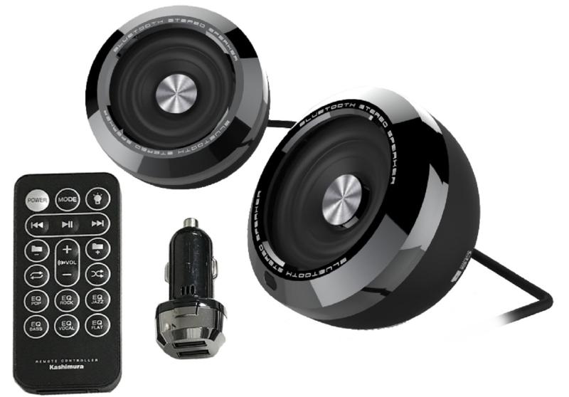 カシムラ(Kashimura) Bluetoothステレオスピーカー イコライザー機能 MP3プレーヤー付 レインボー発光機能付 カードリモコン付 microSD再生可能 12V/24V車対応 NBL-73本体カラー:ブラック6種類のイコラ...