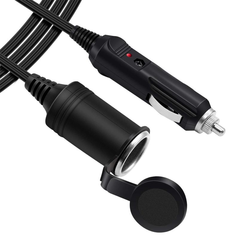 powseed シガーソケット 延長ケーブル 3.5m DC電源 12V 24V 兼用 キャップ付き パイロットランプ内蔵 シガーアダプター用延長コード ブラック許容電流：8A　Max。電流保護回路：ヒューズ／15A。キャップ付き。パイロッ...