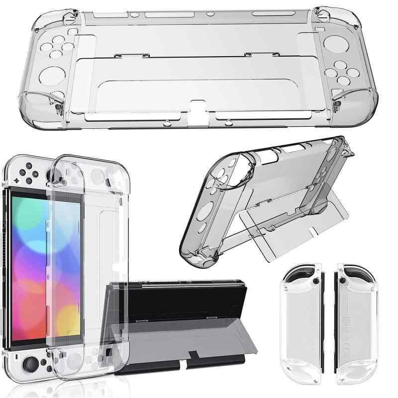 Elnicec Switch oled カバー 【最新型改良】Switch 有機ELモデル クリア カバー TPU Joy-Con(L)/(R)カバー 分体式設計 着脱簡単 黄ばみなし 超薄 軽量 超耐衝撃 指紋防止 傷防止 全面保護 ニン...