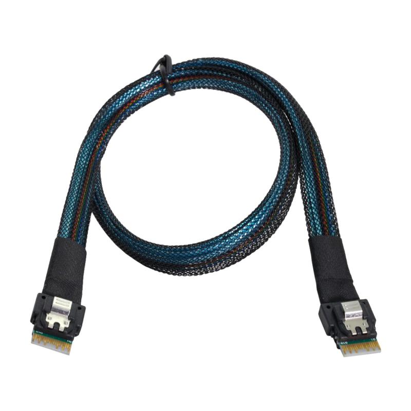 Cablecc PCI-E ウルトラポート スリムライン SAS スリム 4.0 SFF-8654 8i 74ピン→デュアル SFF-8087 Mini SAS ケーブル PCI-Express