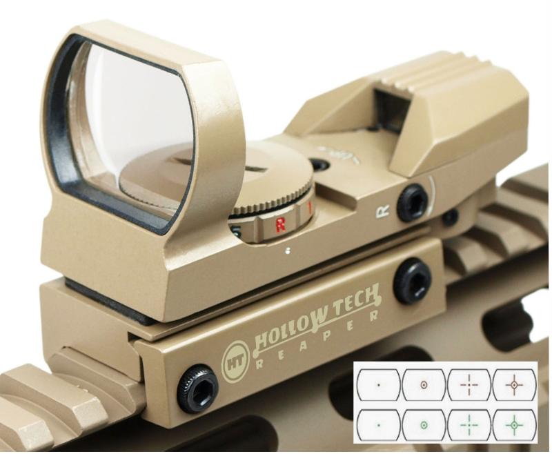 Hollow techTANカラー Nitro.Voタイプ リフレックス クアトロダットサイト レティクル4種 レッド/グリーン✅高精度マルチレティクル（4種／赤・緑）オープンドットサイト✅赤／緑のレティクルは4段階の照度調整可能です✅軽量...