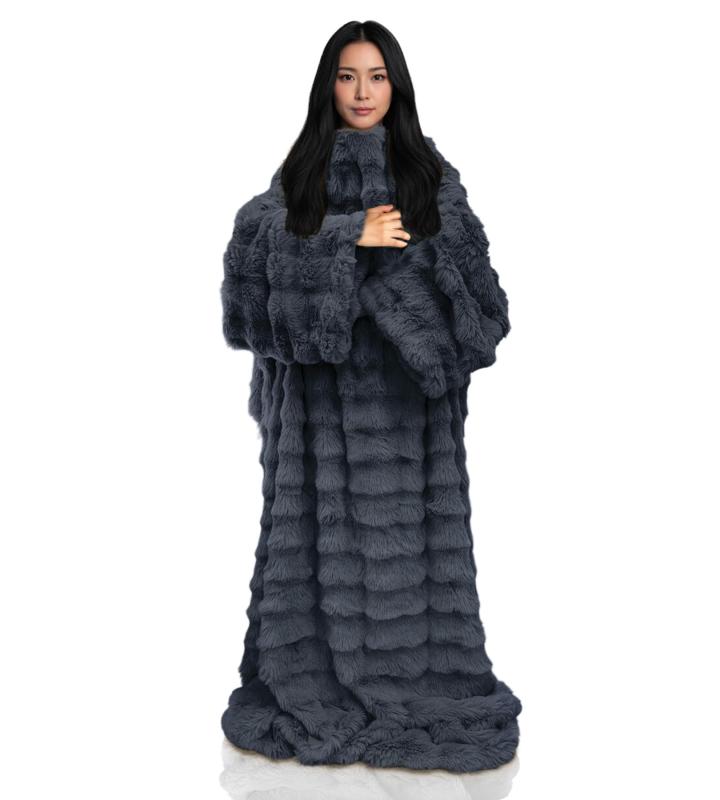 [CLEAN HOUSE] ふわとろ着る毛布 全身 足まで 洗える メンズ レディース 大判サイズ ルームウェア 防寒 静電気防止素材【🐑ふわとろ着る毛布】ふわふわで触り心地のいい着るタイプの毛布です。通常の毛布とは違い袖が...