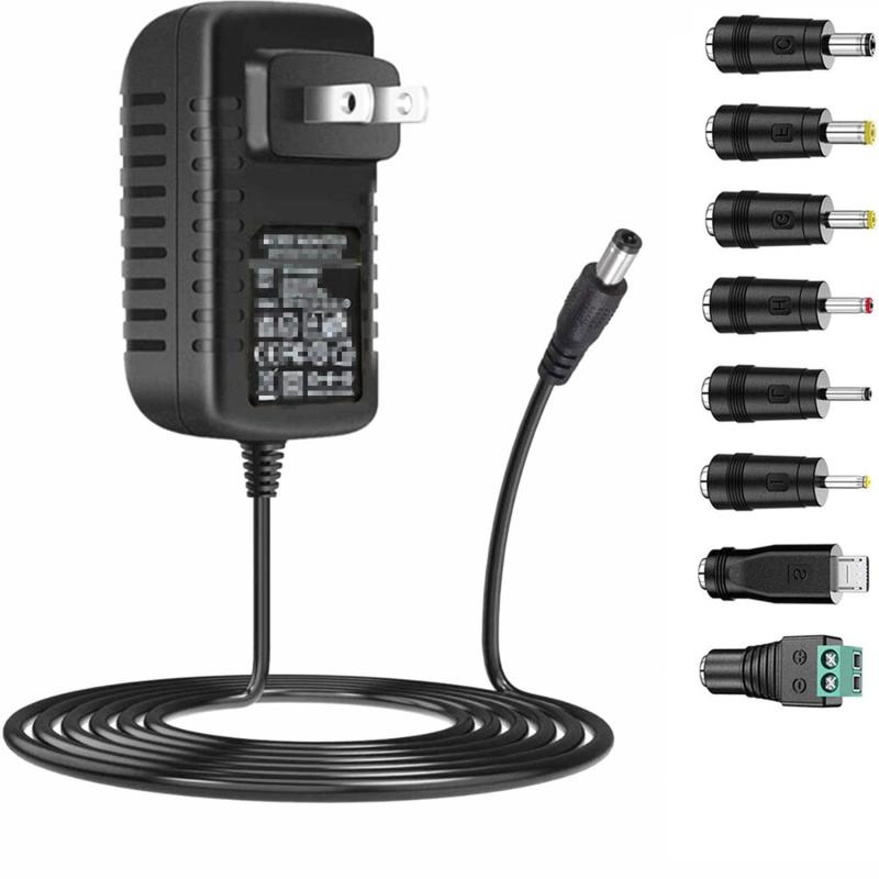 AC adapter 1A power supply max 100mA~1000mA all compatible with 8 DC plug tips adaptersall compatible with 8 DC plug tip...