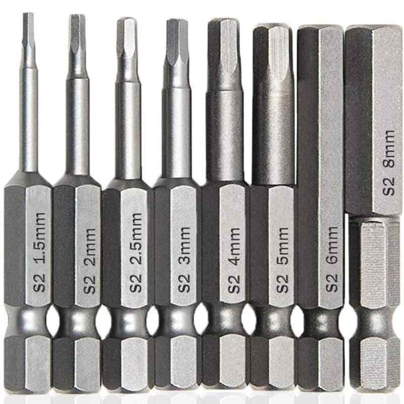 Camellooo 六角レンチビット 8本セット インパクトドライバービット 精密ドライバー 六角轴 6.35mm 磁気吸着 電動ドライバー ビット 1.5mmー8mm ドリル ビット工具 50mm長六角ビット【セット内容】8本ドライバービ...