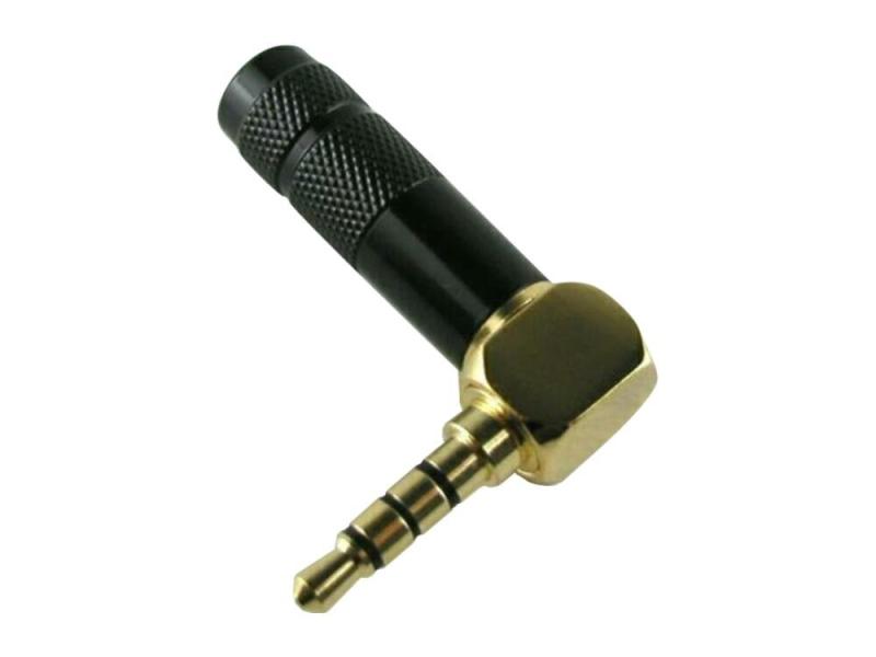 3.5mm ミニプラグ フォーンプラグ フォンコネクタ ハンダ式 自作用 金メッキ 4極 L型 A ブラックハンダで配線を固定するタイプです。サイズ：縦約3.4cm×横2.7cm×厚0.8cm内径：6mm　重量：約8gパッケージ：クリスタル...