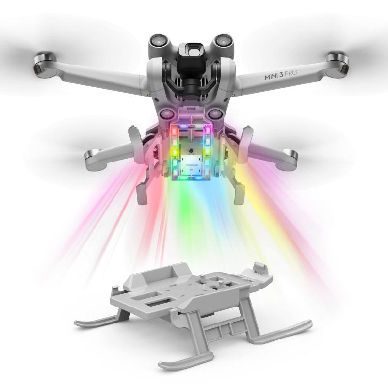 STARTRC Mini 3 Pro着陸装置折り畳み式ロングレッグ、フラッシュ付きLEDライト着陸装置に似合う Mini 3 Pro用アクセサリー【互換性】ライトランディングリアはMini 3 Pro用に設計されています。暗い夜に飛行または...