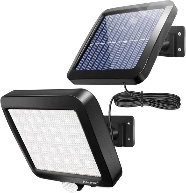 ソーラーライト 屋外 56LED センサー モーションディテクタ 超高輝度 照明 防犯 IP65防水 ウォールライト 太陽光発電 人感センサー自動点灯 ガーデン 5Mケーブル /駐車場/玄関/廊下/軒先/庭先
