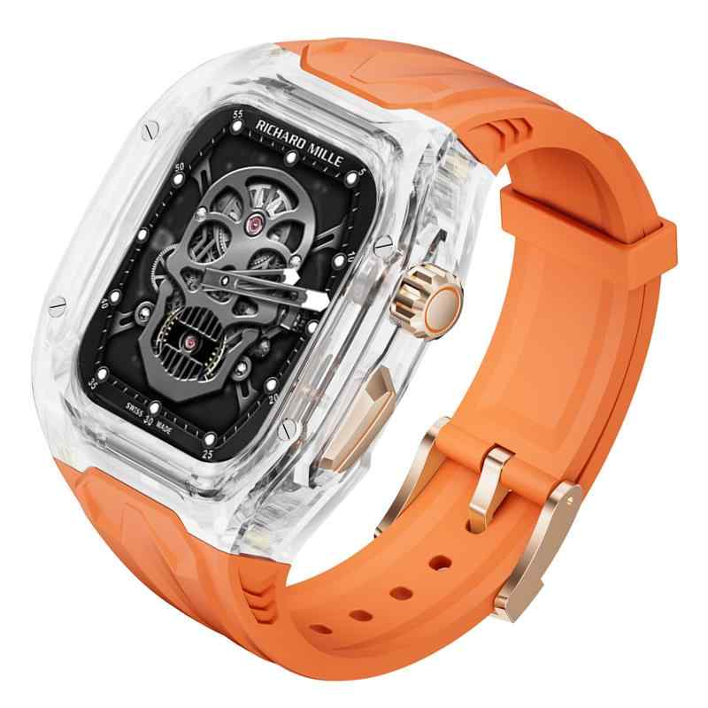 CABOBE コンパチブル Apple Watch バンド 対応 44mm 45mm アップルウオッチ バンド アップルウオッチ ベルト ステンレス鋼ケース付き TPUベルト 一体型 全面保護 スポーツバンド Apple Watch SE ...