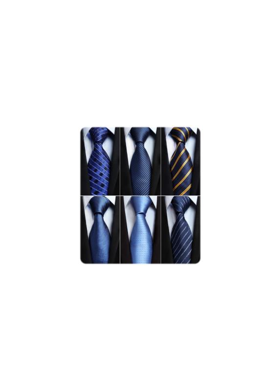 [Enlision] T6-01 ビジネスネクタイ6本セット ノーアイロン イージーケア 厚み チーフ贈り チェック/ストライプ/ドット 幅8.5cm 全長150cm