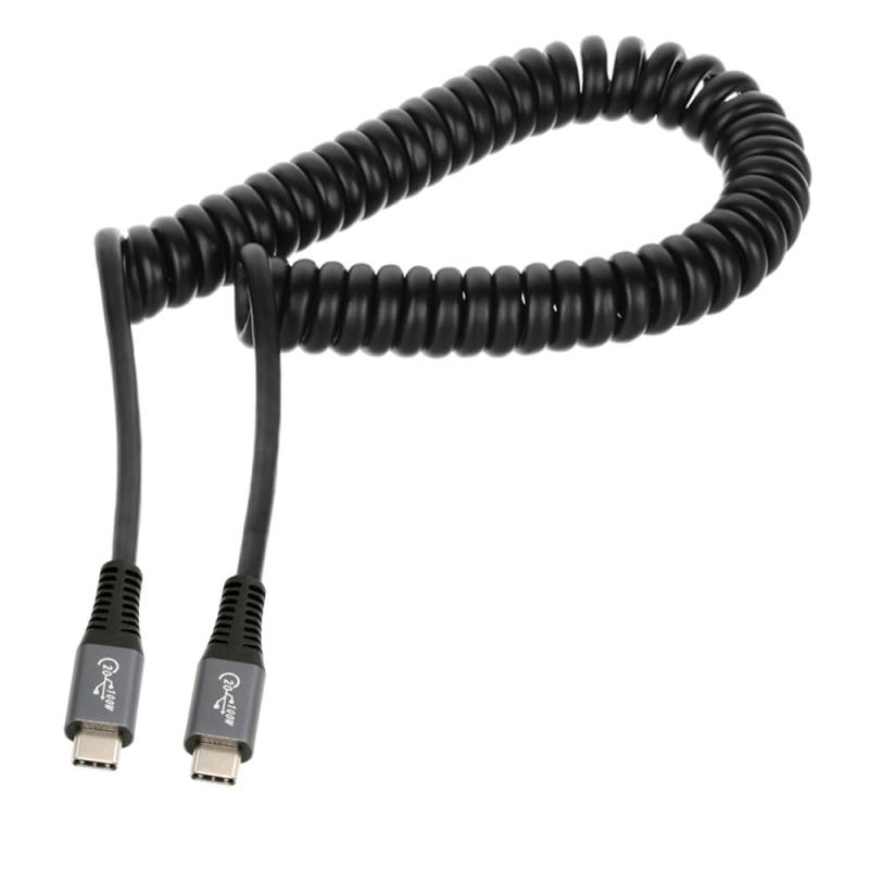 ケーブルcc イエロー USB-C タイプC ストレッチ コイル状延長ケーブル 20Gbps 140W 8K 5K 4K@60Hz Thunderbolt3/4対応