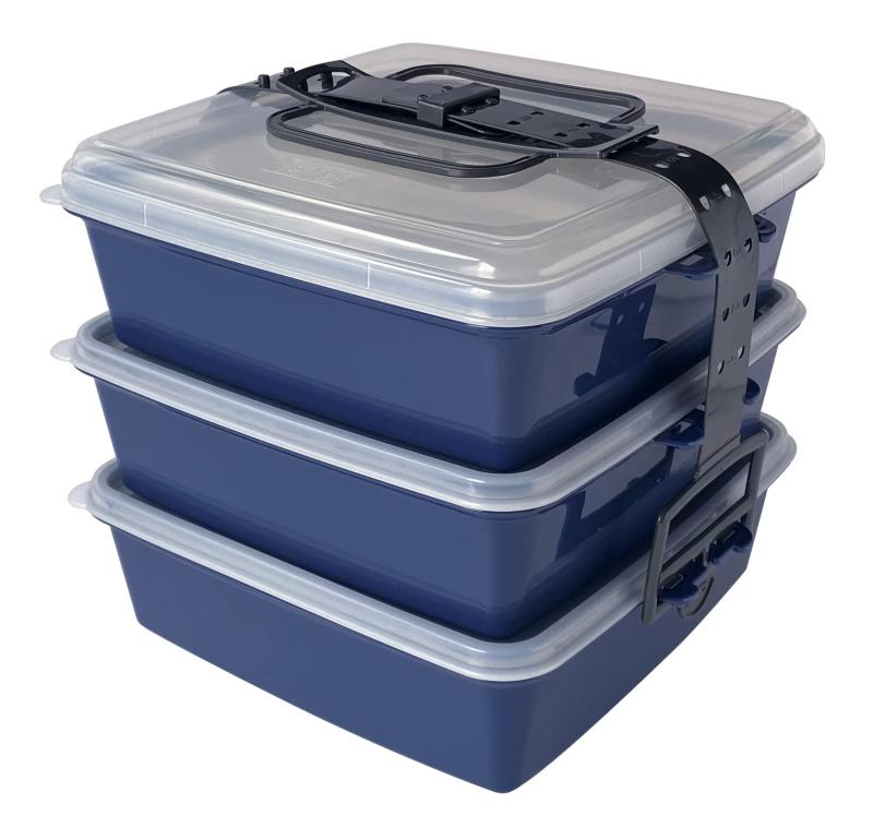 パルマート T-world G.STYLE アウトドア コンパクト ランチボックスL 3段 ネイビー 073842 24.9×22.7×H22cmサイズ：24.9×22.7×H22cm(使用時）サイズ：24.9×22.7×H14.1cm(収...