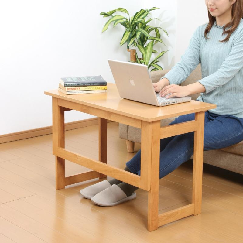天然木折りたたみテーブル 収納可能 組み立て不要 完成品 高さ69cm