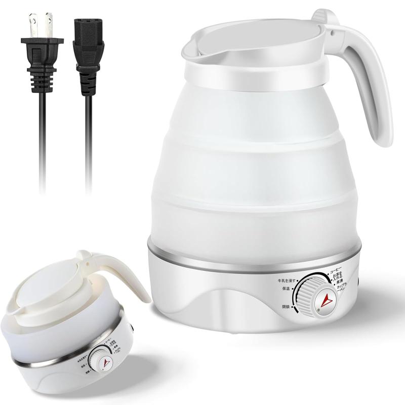 【2026年新登場】Tplook 折りたたみケトル、電気 キャンプ 折りたたみケトル 600ml 、温度調節機能があり、キャンプ、ホテル、旅行に適しています100v【超携帯型旅行ケトル】あらゆる冒険に最適、600mlの容量で2〜3杯分のお湯...