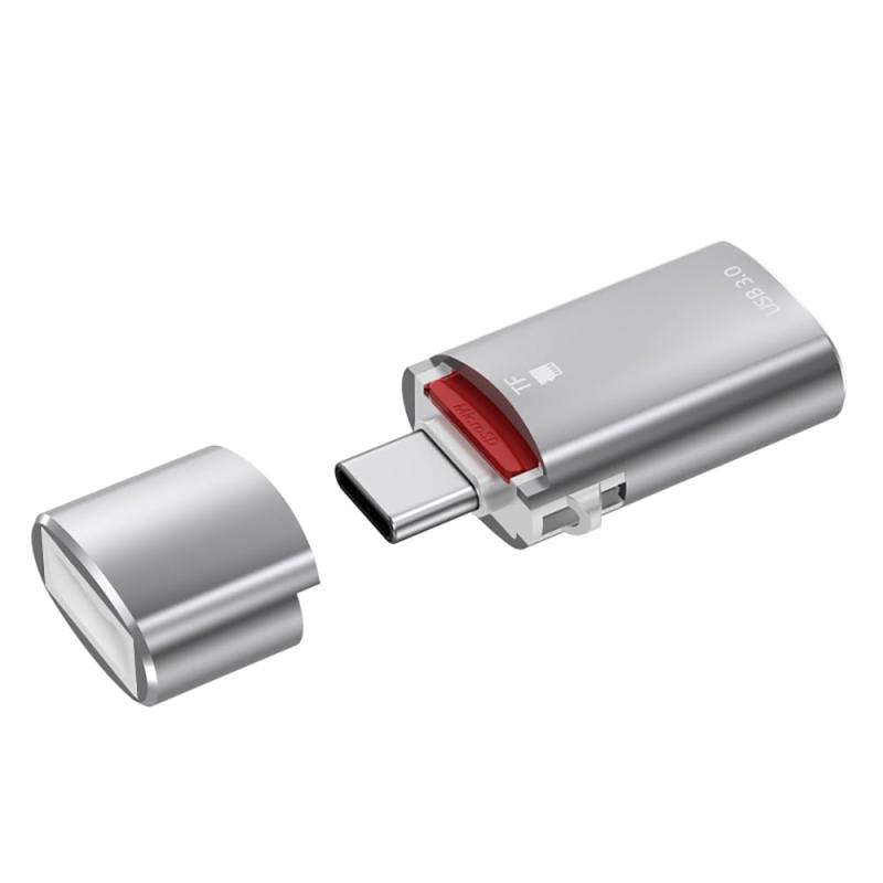 AXYO Type-C カードリーダー MicroSDカード対応 OTG 3.0 変換アダプタ 汎用 アルミ合金製 USB タイプCポートのデバイスに対応 シルバー【USB-C カードリーダー】メモリカード MicroSDをスマホ、タブレッ...