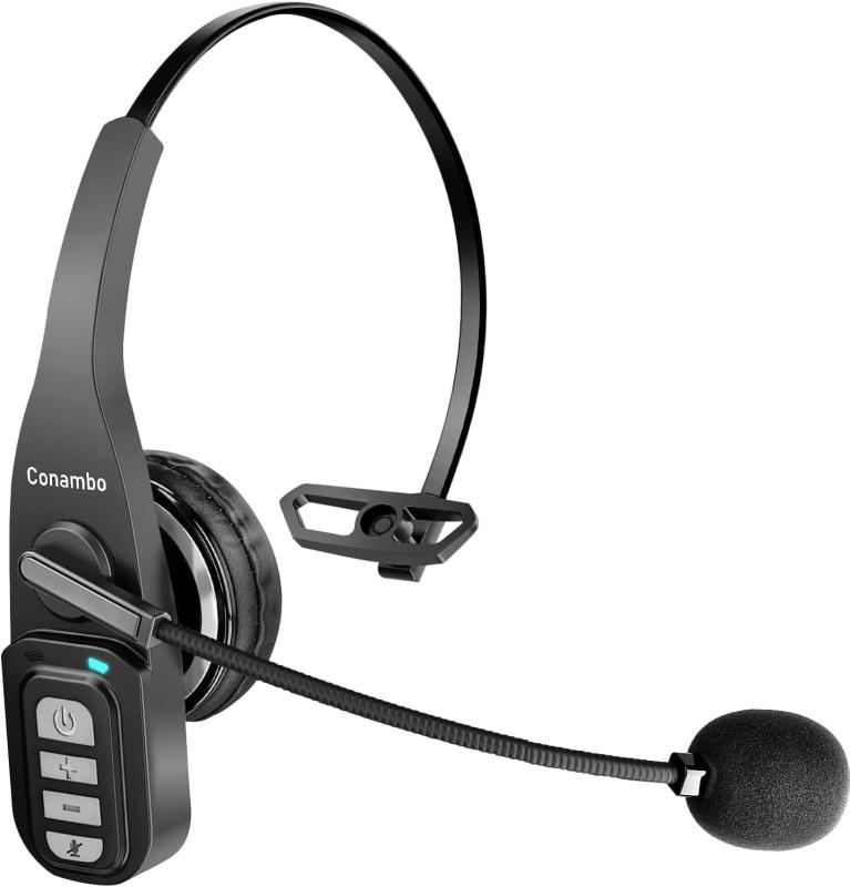 Conambo JBT900 Bluetooth ヘッドセット 片耳 Bluetooth 5.0 長いマイク付き 最大22時間連続使用 ノイズキャンセリング ハンズフリー ミュート機能 二台接続可能 Siri対応 携帯電話に適用 ビジネス 車の