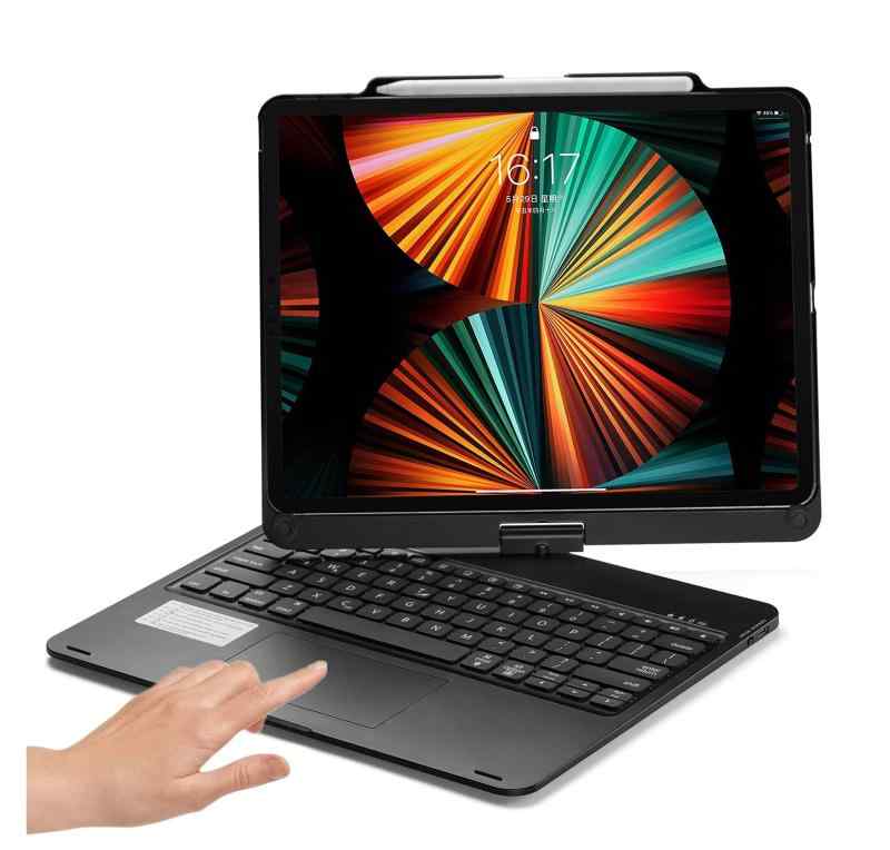 360度回転 iPad Pro 12.9インチ 2021 キーボードケース タッチパッド搭載 バックライト 一体型 折り畳み iPadPro12.9 第 5 世代 4 世代 3 世代 カバー トラックパッド Apple Pencil 充電 ...
