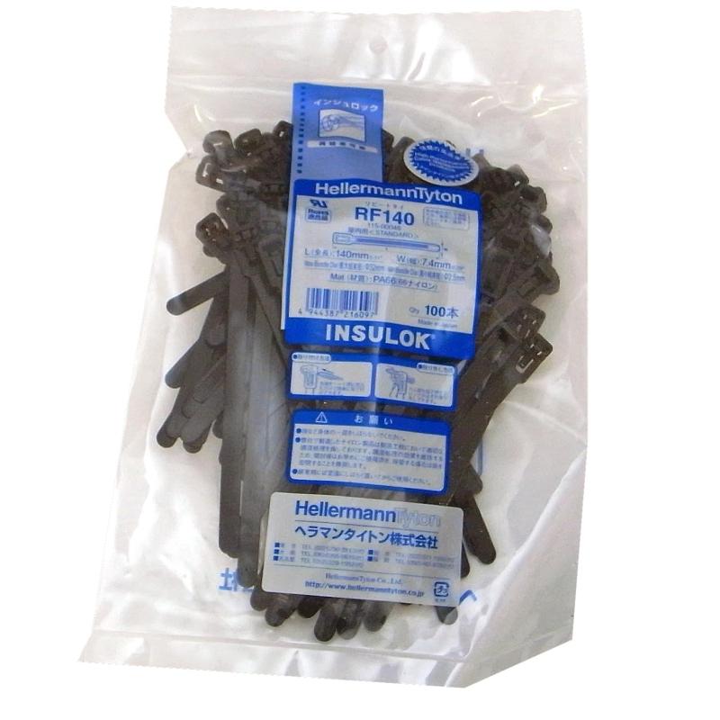 ヘラマンタイトン はずせる結束バンド リピートタイ RF140 100本入 標準・屋内用グレード 黒標準グレード屋内使用材質:66ナイロンul難燃結束径(φmm):2.5~32.0ループ引張強度(最小値)n(kgf):222.3(22.67...