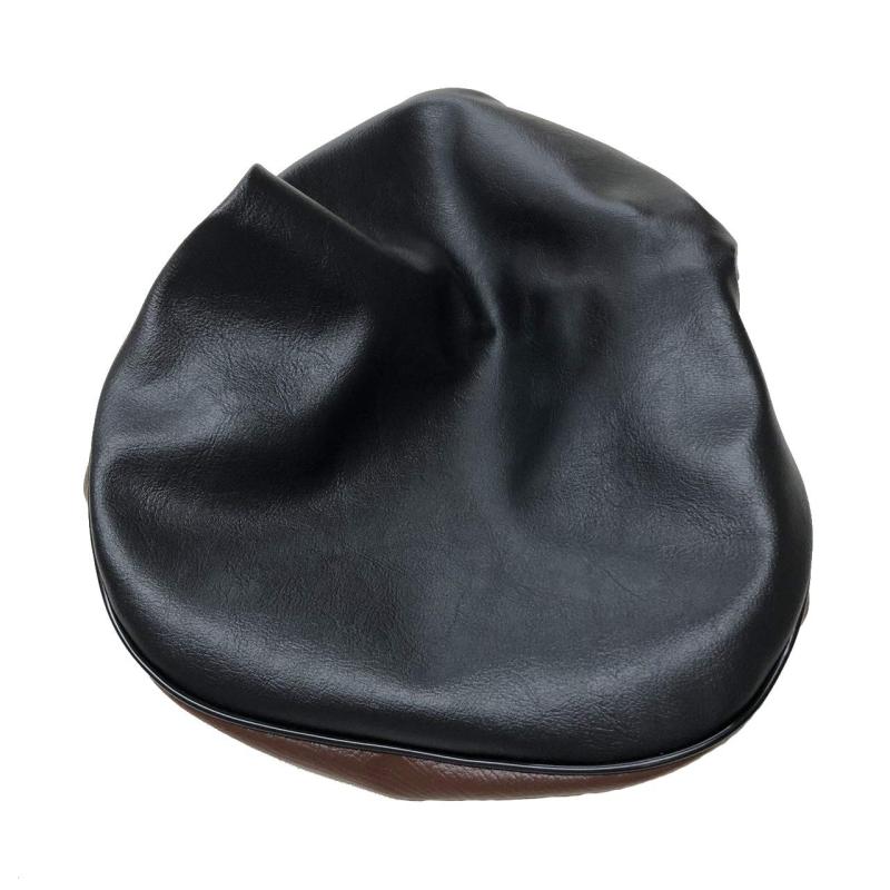 ホンダ リトルカブ(C50) 専用設計 シートカバー 被せる 強力ゴムタイプ 日本製(厚手生地)【生地色：座面黒/後部茶色/パイピング色:黒】被せるタイプ CHRIS-HCR1003-C13