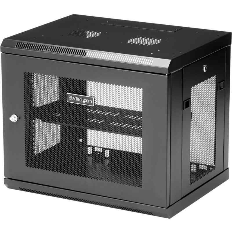 StarTech.com 19インチ サーバーラック／9U／2ポスト／壁掛けタイプ／取付奥行15cm - 38cm／ロック付きラックキャビネット／通気スリット・メッシュ RK9WALM4ポスト9Uラックキャビネット：最大37cmまでの奥行き...
