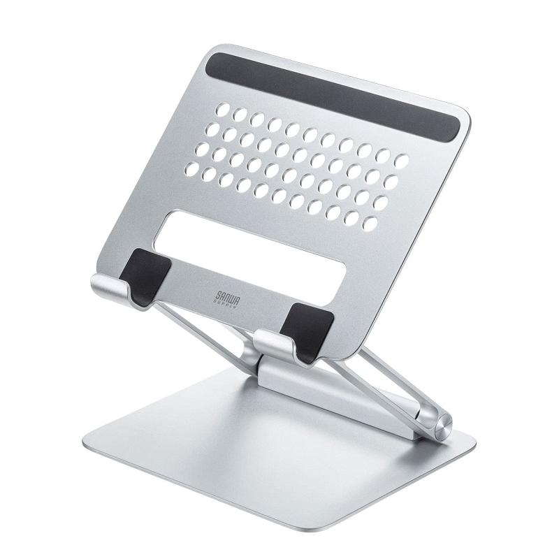 サンワサプライ(Sanwa Supply) タブレット用アルミスタンド(角度・高さ調整タイプ) PDA-STN49S2つのヒンジを搭載し角度と高さの調整ができるアルミ製のタブレット用デスクトップスタンドです。ヒンジ構造により無段階で自由に角...