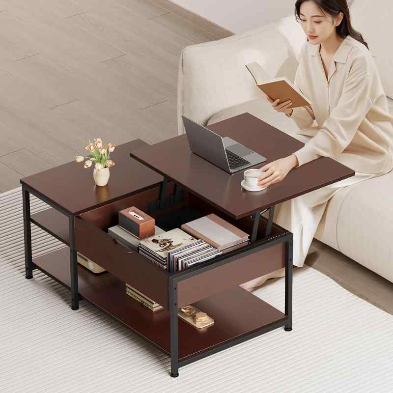 YeTom 昇降式 ローテーブル リビングテーブル 一人暮らし テーブル