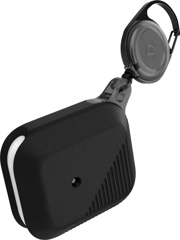 【RAPTIC】 AirPods 対応 ケース 耐衝撃 薄型 シンプル シリコン ソフト カバー カラビナ リール 付属 衝撃 吸収 ケースカバー 傷防止 落下防止 保護 シリコンケース [ Apple AirPods1 AirPods2 ...