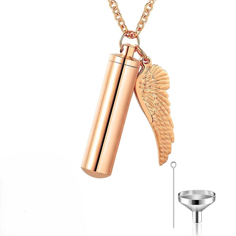 [Deelfel] 遺灰ネックレス メンズ レディース ステンレス 円柱型 メモリアルペンダント 羽モチーフ 香水瓶 記念ジュエリー ゴールド/シルバー/ブラック 思い出を大切に ペット追悼【遺灰ペンダント】Deelfel 遺灰ペンダントは...