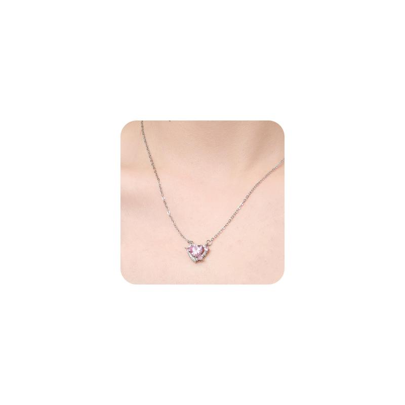 [Tasiso] レディース ネックレス ジルコニア サージカルステンレス 金属アレルギー対応 ペンダント 鎖骨チェーン シルバー おしゃれ 可愛い キラキラ カジュアル エレガント シンプル プレゼ