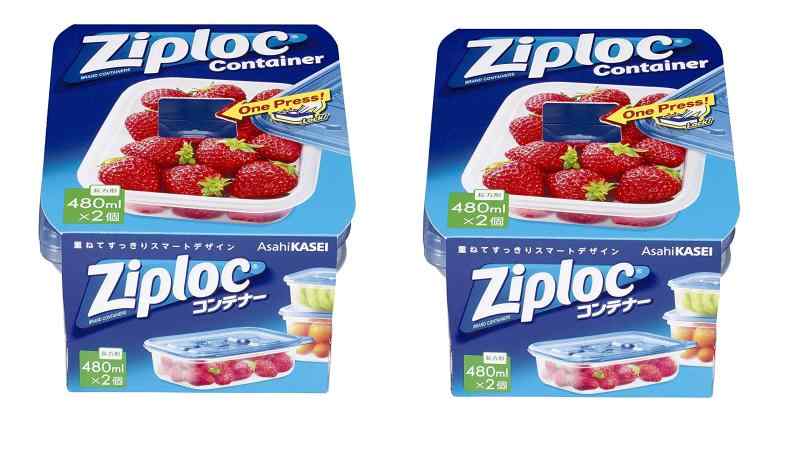 ジップロック コンテナー 長方形 480ml 2個入 (2セット)
