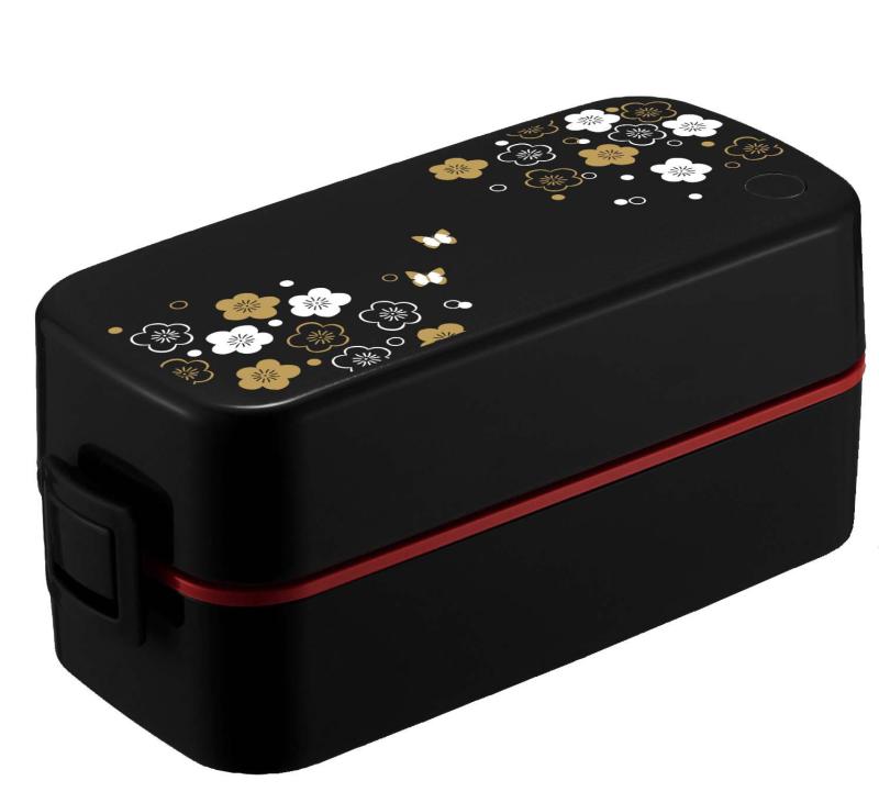 アスベル ランチボックス2段 うめ花バッグ付 「ランタス」 ブラック SS-T620サイズ:180×79×80mm本体重量:232g材質:下フタ、仕切、止め具、弁本体/PP、上フタ/AS、パッキン、エア弁/シリコーンゴム、バッグ/ポリエステ...